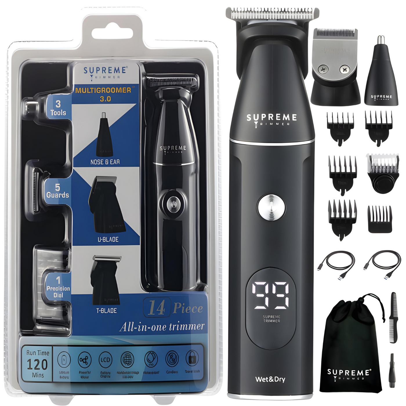 Multigroomer 3.0 By Supreme Trimmer Wet/Dry Beard trimmer Set